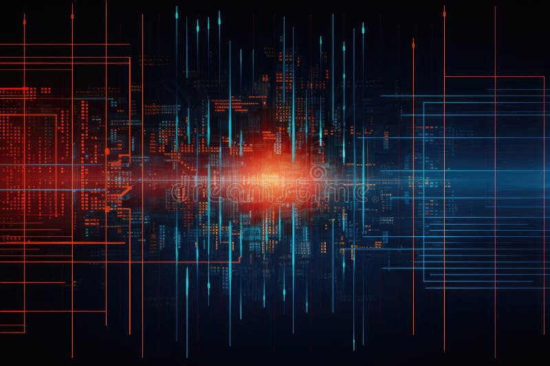 Cyber Attacks Abstract Background with Virtual Hacks Stock Illustration ...