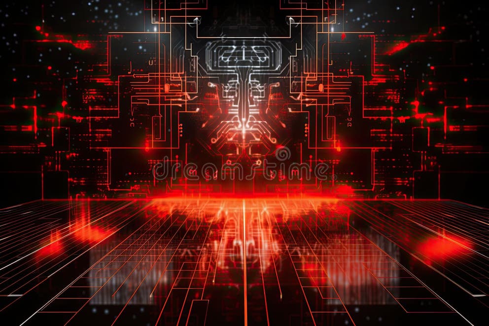 Cyber Attacks Abstract Background with Virtual Hacks Stock Illustration ...