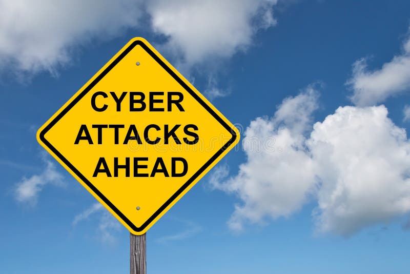 Cyber Attacks Ahead Warning Sign Stock Image - Image of hacking ...