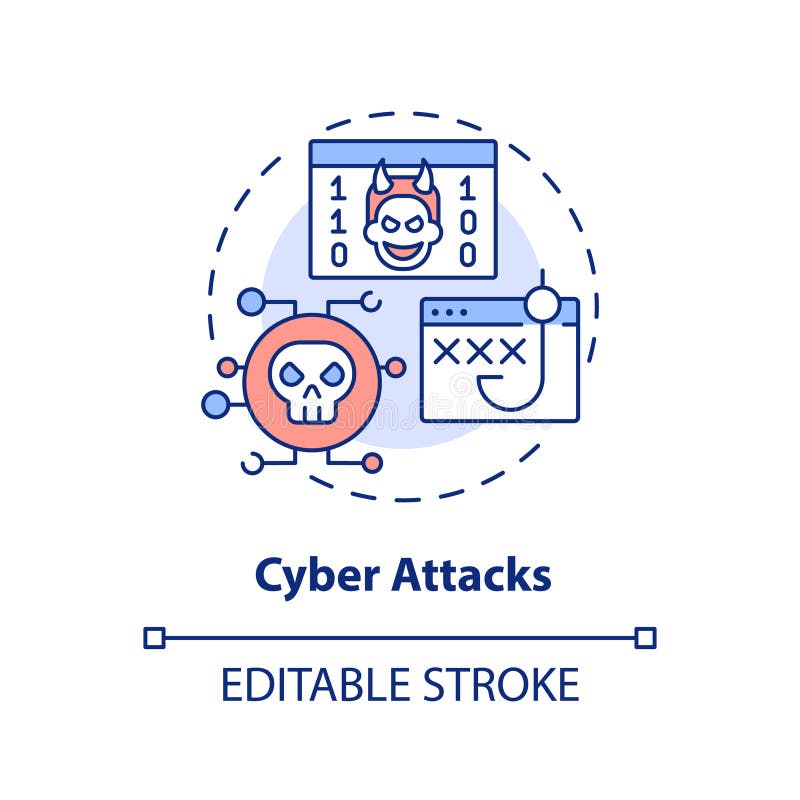 Cyber attacks concept icon stock vector. Illustration of line - 269926229