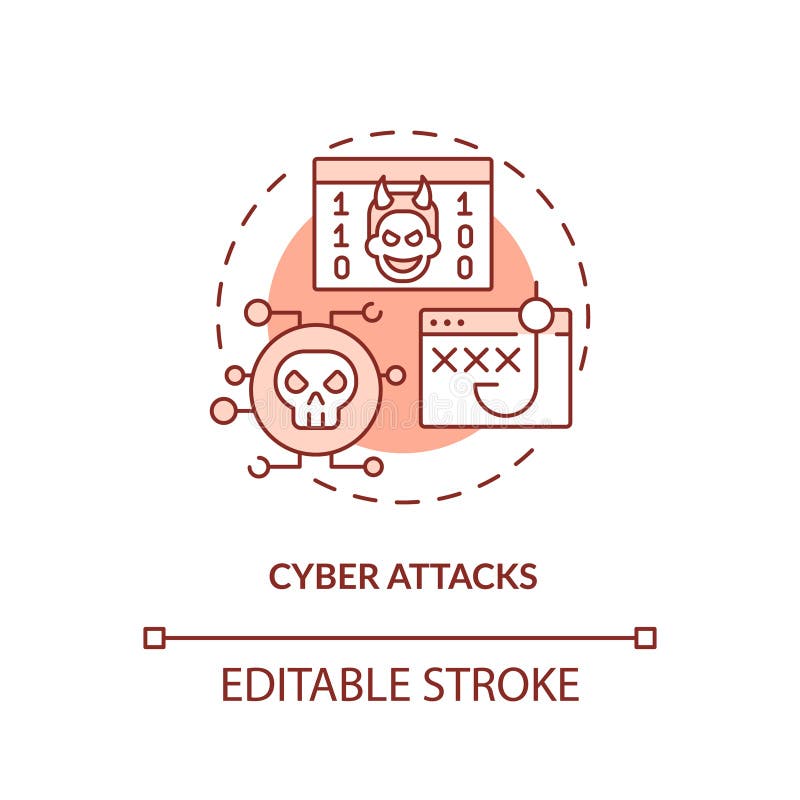 Cyber Attacks Red Concept Icon Stock Vector - Illustration of outline ...