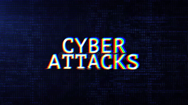 Cyber Attacks Security Breach Detected, System Message Screen. Data ...