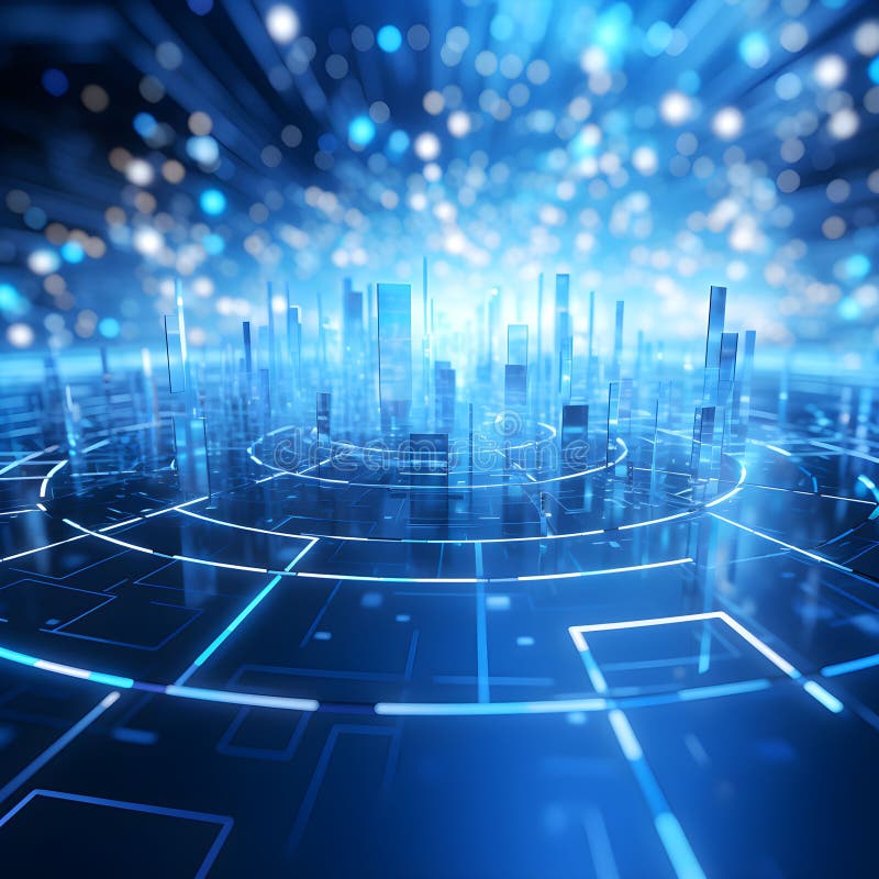 Cyber Background, Light Blue Background with Lines of Cyber Circles ...