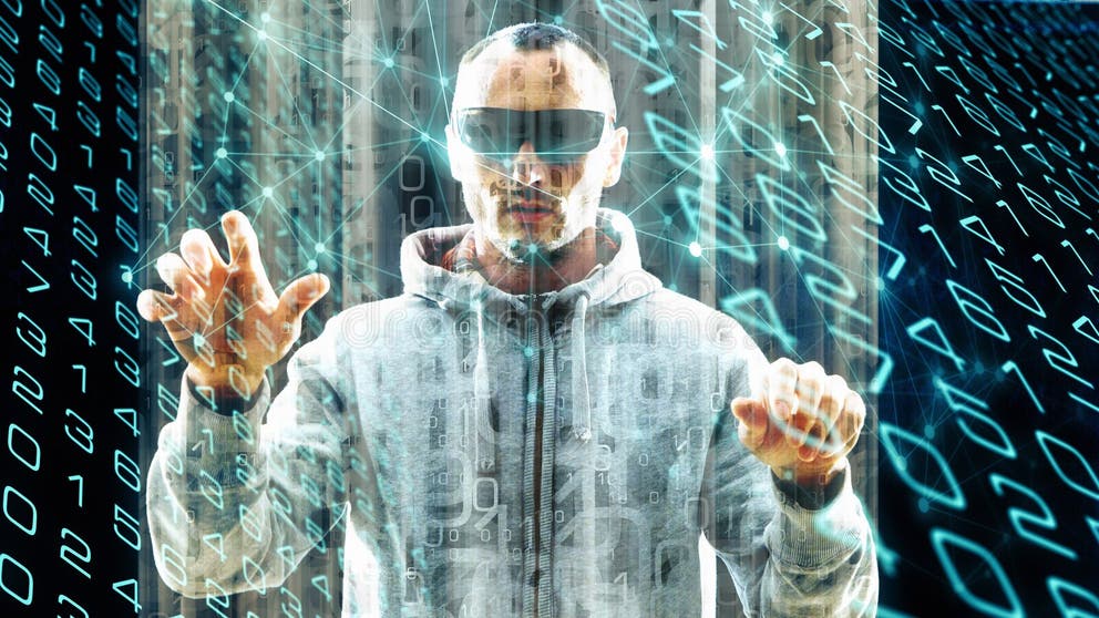 Cyber Big Data Computers Code Numbers, Computer System Security Spy Man ...