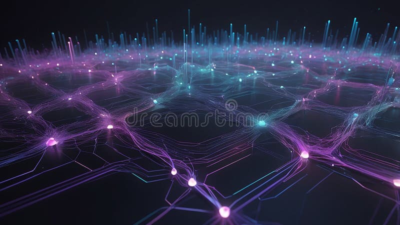 Cyber Big Data Flow. Blockchain Data Fields Stock Illustration ...