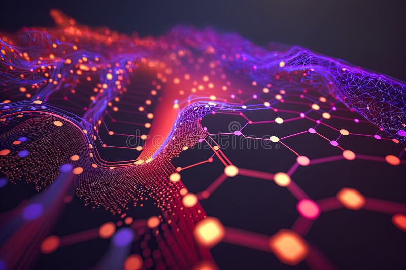 Cyber Big Data Flow. Blockchain Data Fields. Network Line Connect Stream. Concept of AI ...