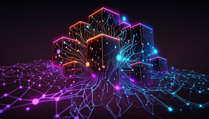 Cyber Big Data Flow. Blockchain Data Fields. Network Line Connect Stream Stock Illustration ...