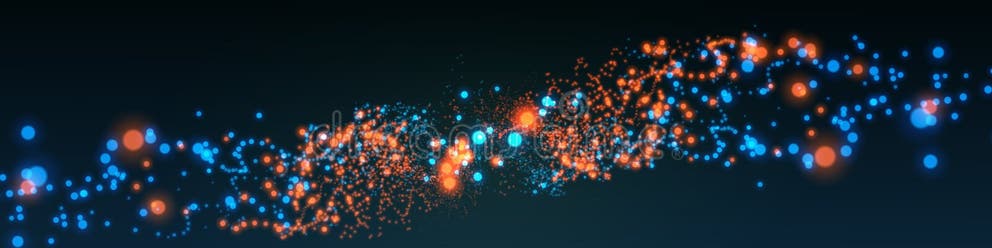 Cyber Big Data Flow Particles Bokeh. Digital Neural Network Stock Vector - Illustration of ...