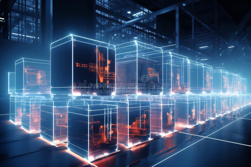 Cyber Blue Computer Tech Network Technology Abstract Digital Square Box ...