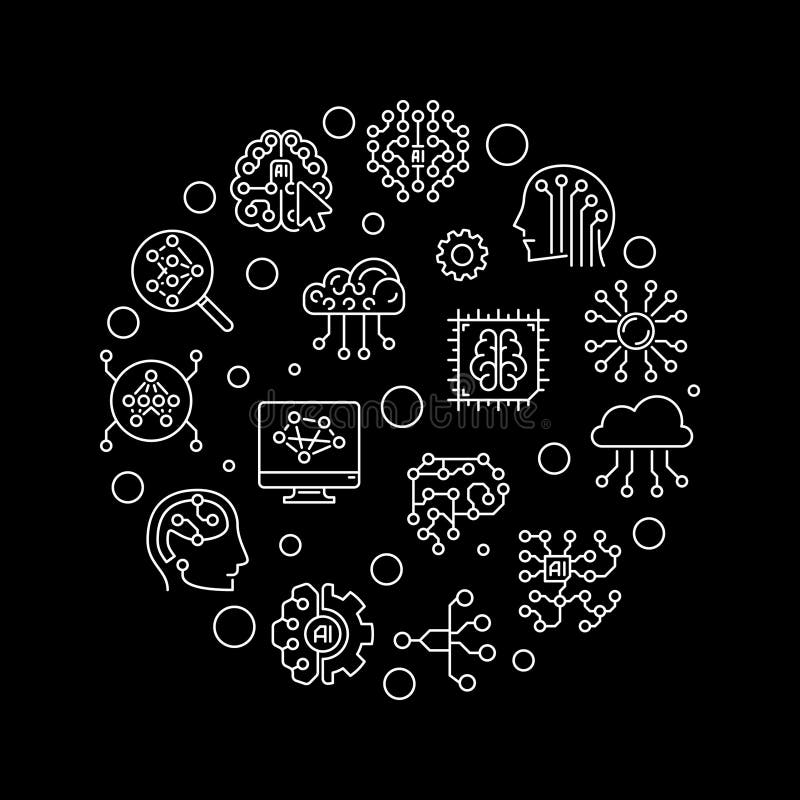 Circular AI Robot Head Icon Stock Vector - Illustration of chat, blue ...