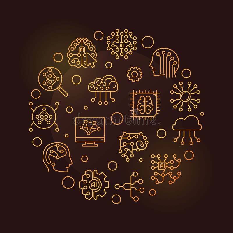 Circular AI Robot Head Icon Stock Vector - Illustration of chat, blue ...