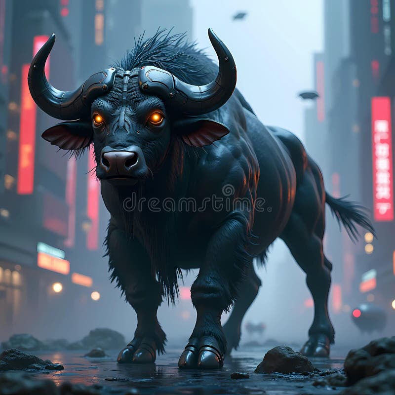 Cyber buffalo stock illustration. Illustration of fantastic - 337002762