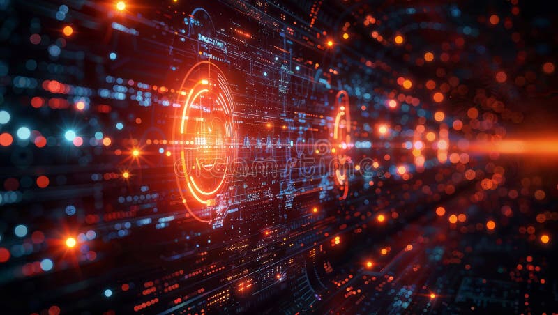 Circle with Lights: Futuristic Cyber Patterns, Generative Ai Stock ...