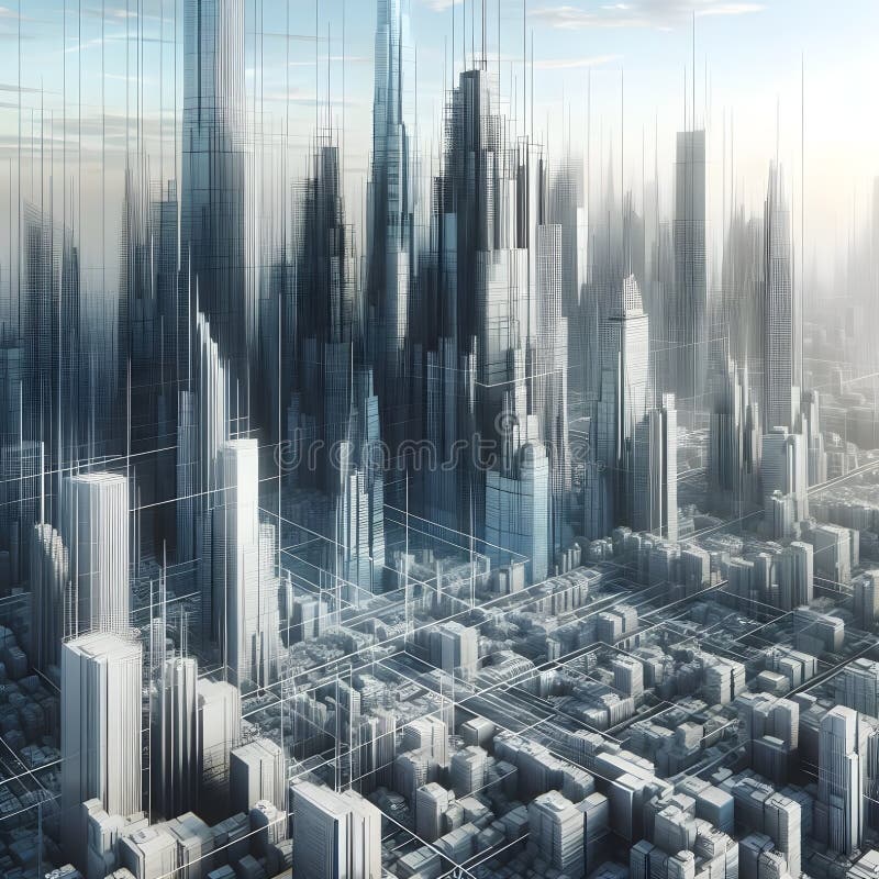 Cyber City Concept Art Architecture, Illustration 3D. Stock ...
