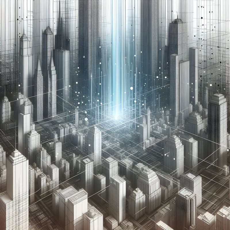 Cyber City Concept Art Architecture, Illustration 3D. Stock ...