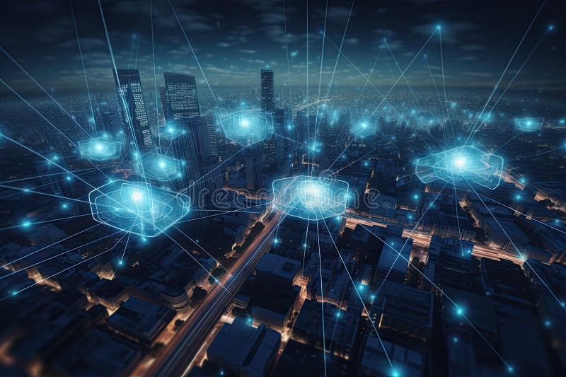 Cyber city concept stock illustration. Illustration of abstract - 277442186