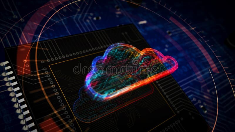 Cyber Cloud Symbol Futuristic Illustration Stock Illustration ...