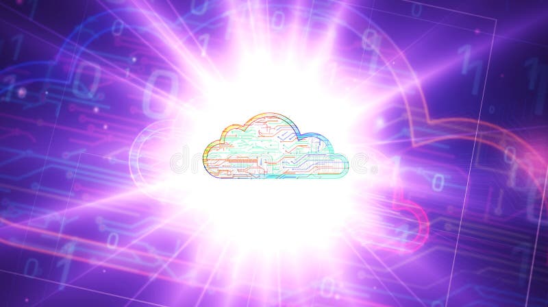Cyber Cloud Symbol Futuristic Illustration Stock Image - Image of ...