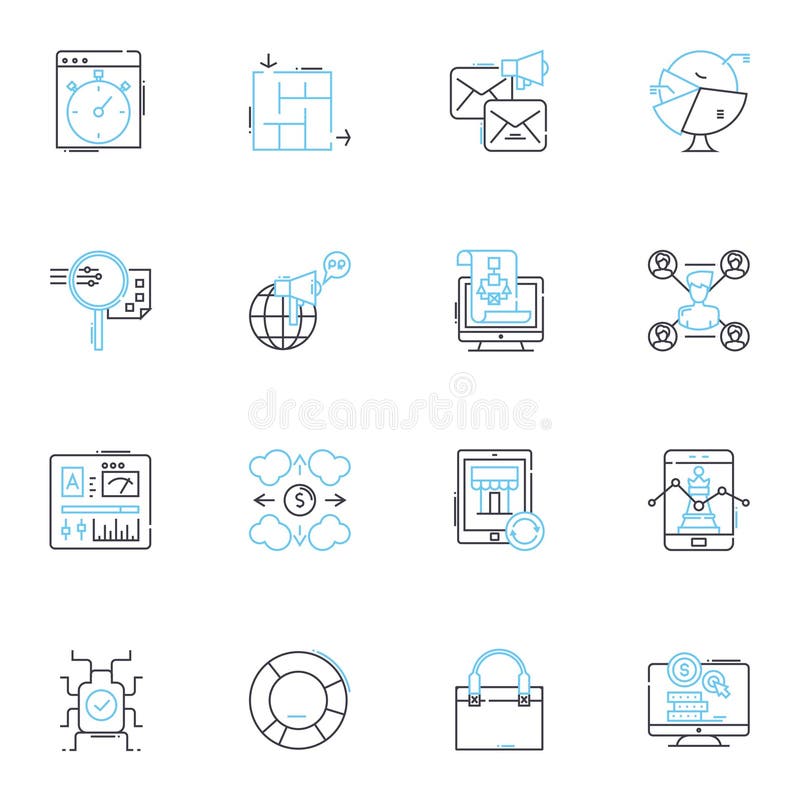 Cyber Collaboration Linear Icons Set. Synergy, Partnership, Cooperation ...