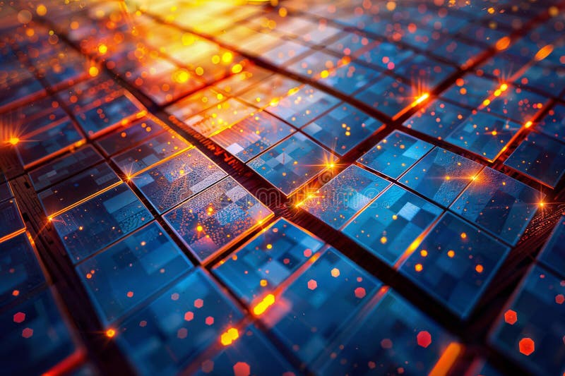 Cybernetic Processor: Neon Data Holograms & Redshift Lights, Generative ...