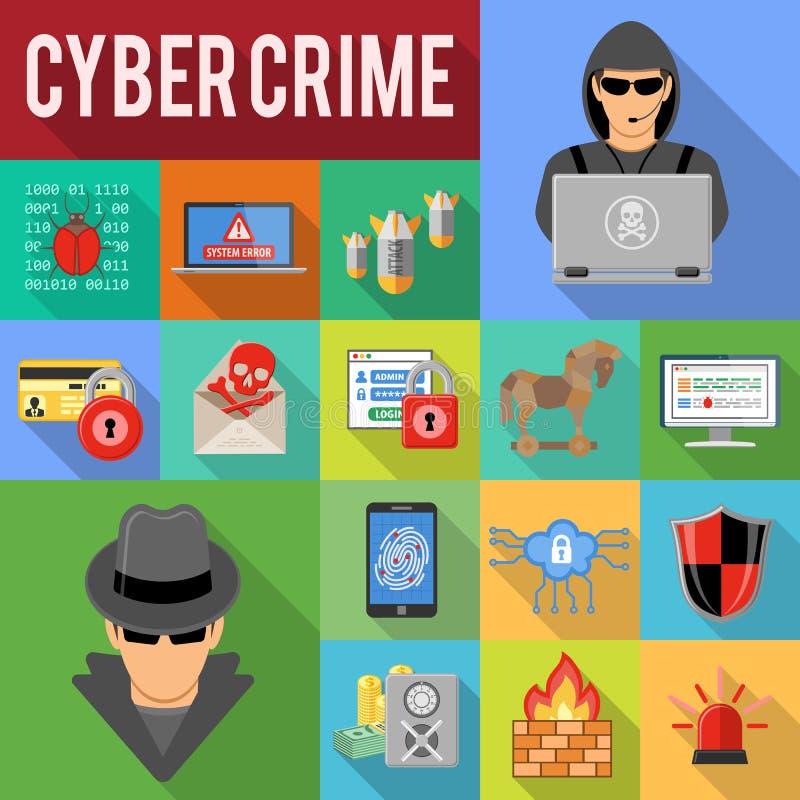 Cyber crime concept stock vector. Illustration of flat - 83811137