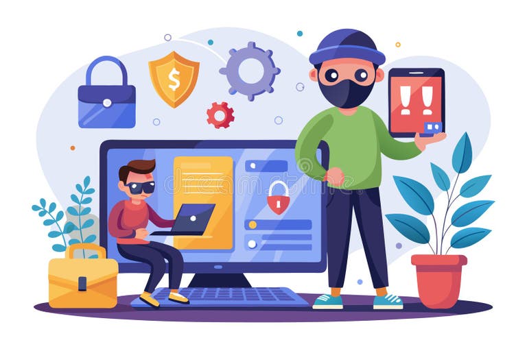 Cyber Crime and Hacker Attack Concept Demonstrating Hackers Stealing Sensitive Data Using ...