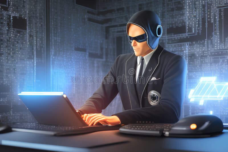 The Cyber Crime Hacker in Silhouetted and Disguised Breaking into the ...