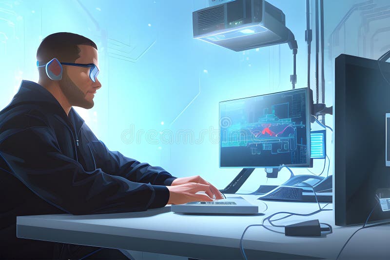 The Cyber Crime Hacker in Silhouetted and Disguised Breaking into the ...