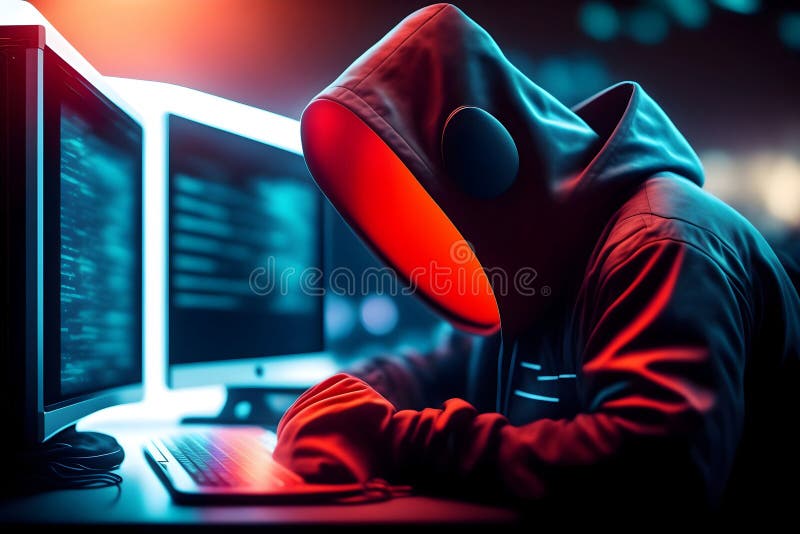 The Cyber Crime Hacker in Silhouetted and Disguised Breaking into the ...