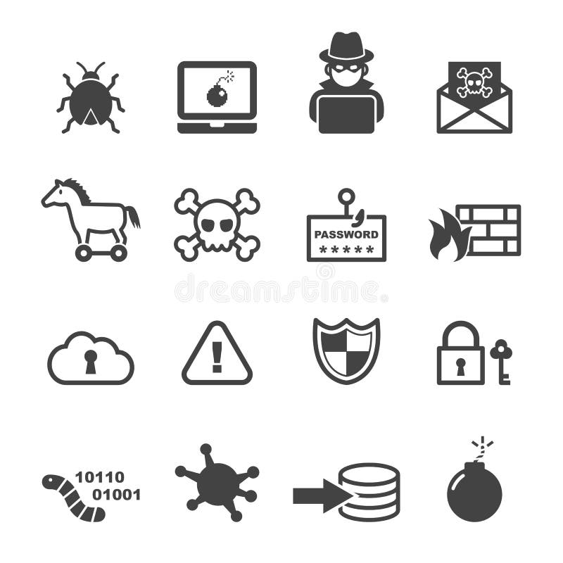 Cyber crime icons stock vector. Illustration of internet - 56093104