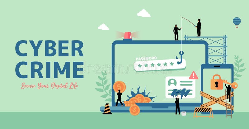 Cyber Crime ( Internet Security ) Banner Illustration Stock Vector ...