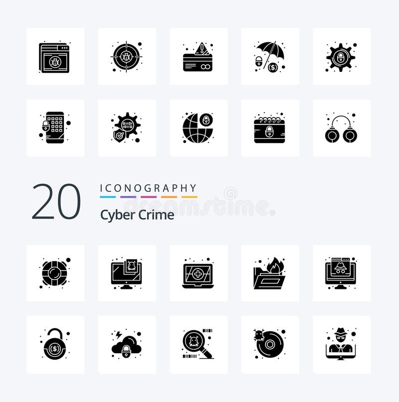 20 Cyber Crime Solid Glyph Icon Pack. Like Data. Crime. Antivirus ...