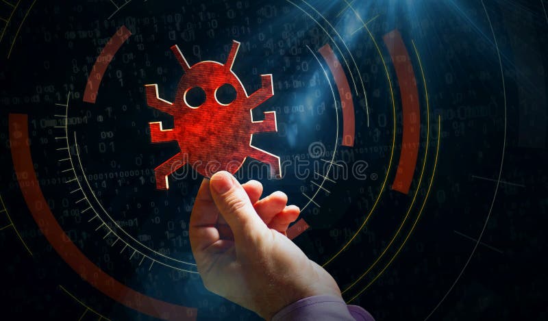 Cyber Crime with Virus or Worm Symbol Digital 3d Illustration Stock ...