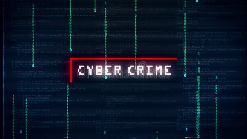 Cyber Crime Warning Computer Hacking Notification Message on Glitch ...