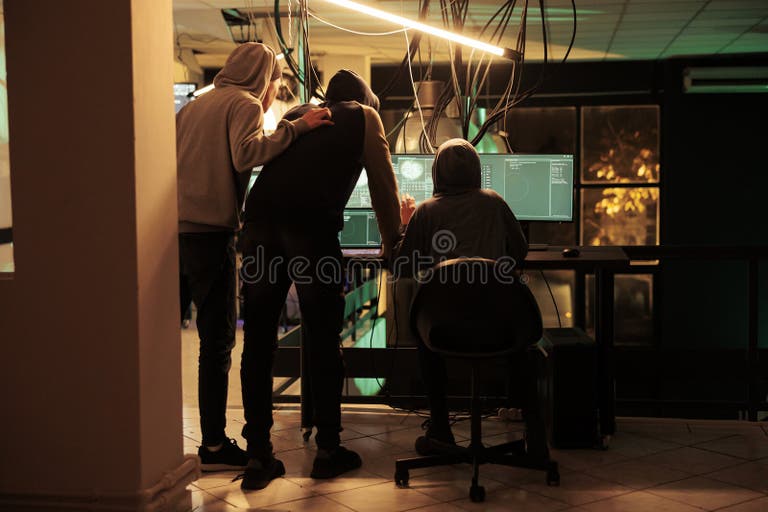 Cyber Criminals Team Hacking Database, Stealing Personal Information Stock Image - Image of code ...