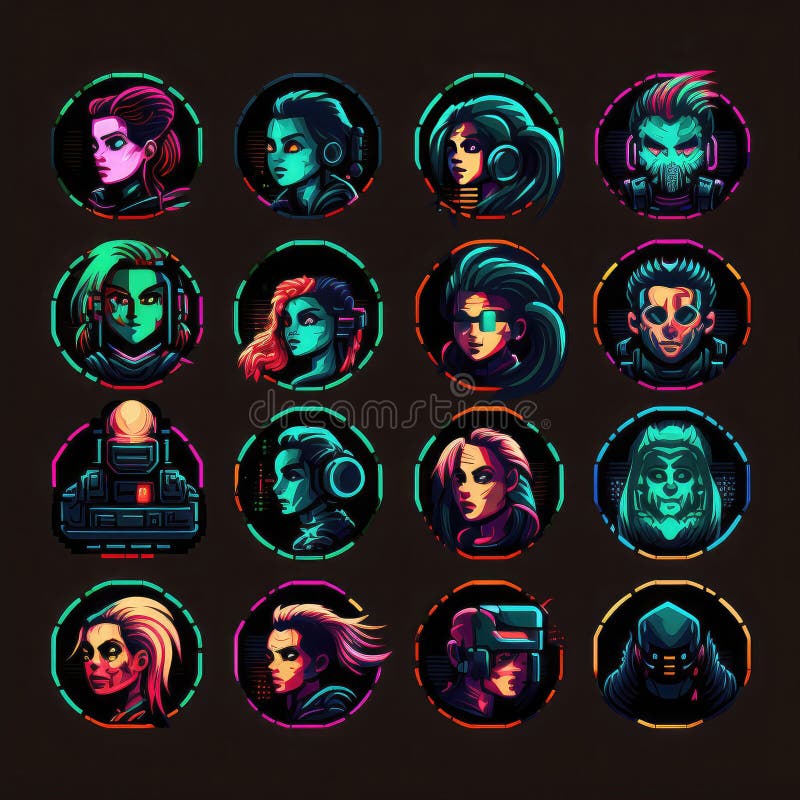 Frame Cyberpunk Character Avatar Ai Generated Stock Illustration ...