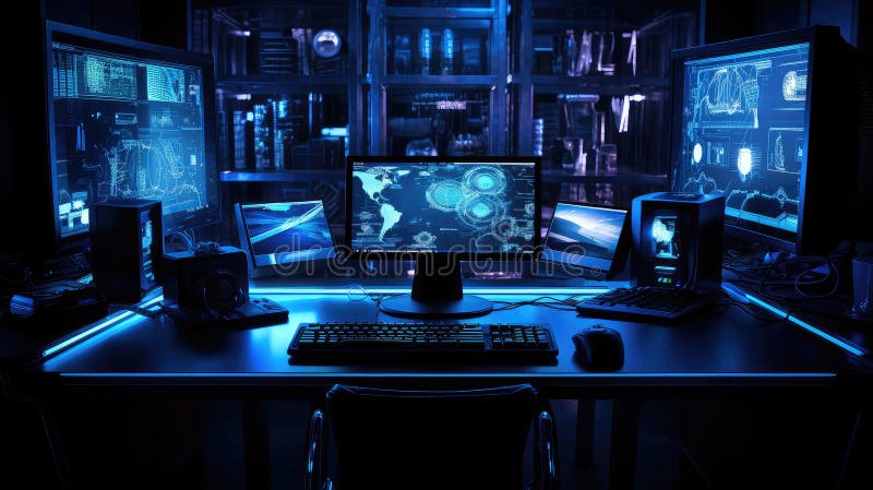 Cyber dark computer stock illustration. Illustration of hacking - 321015904