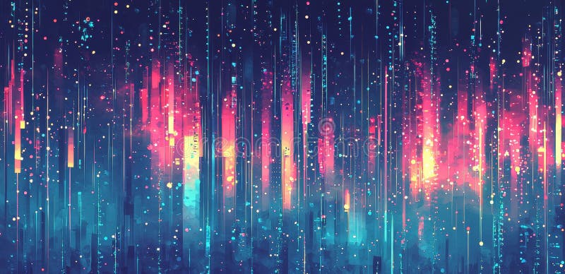 Cyber Data Flow Digital Neural Networks 3d Rendering Of A Wavy Open