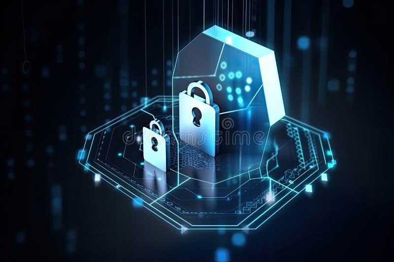 Cyber Data Protection Cybersecurity Concept. Padlock with Technology ...