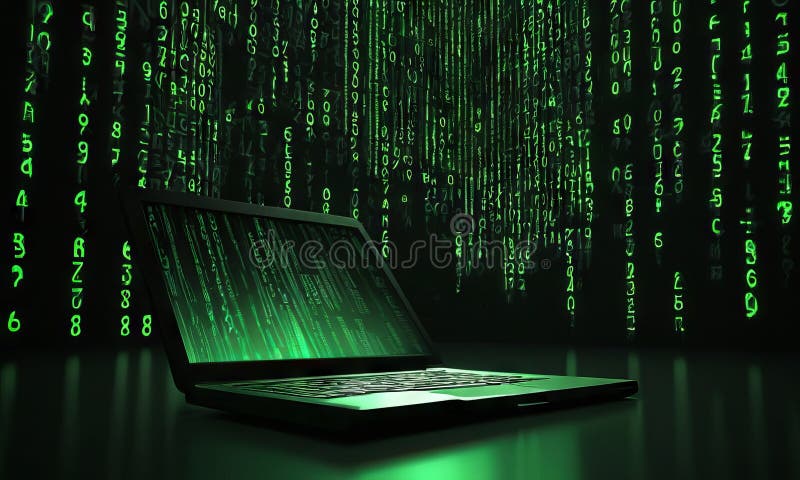 Cyber Data Stream Over Laptop Stock Photo - Image of programming ...