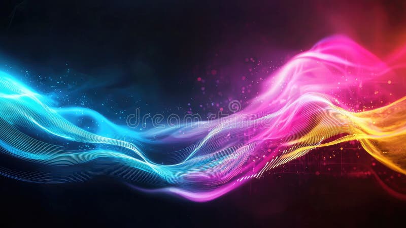 Cyber Data Streams with Futuristic Glowing Neon Fluid Waves Stock Photo ...