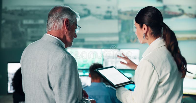 Cyber Data, Surveillance and Government People in Control Room with ...