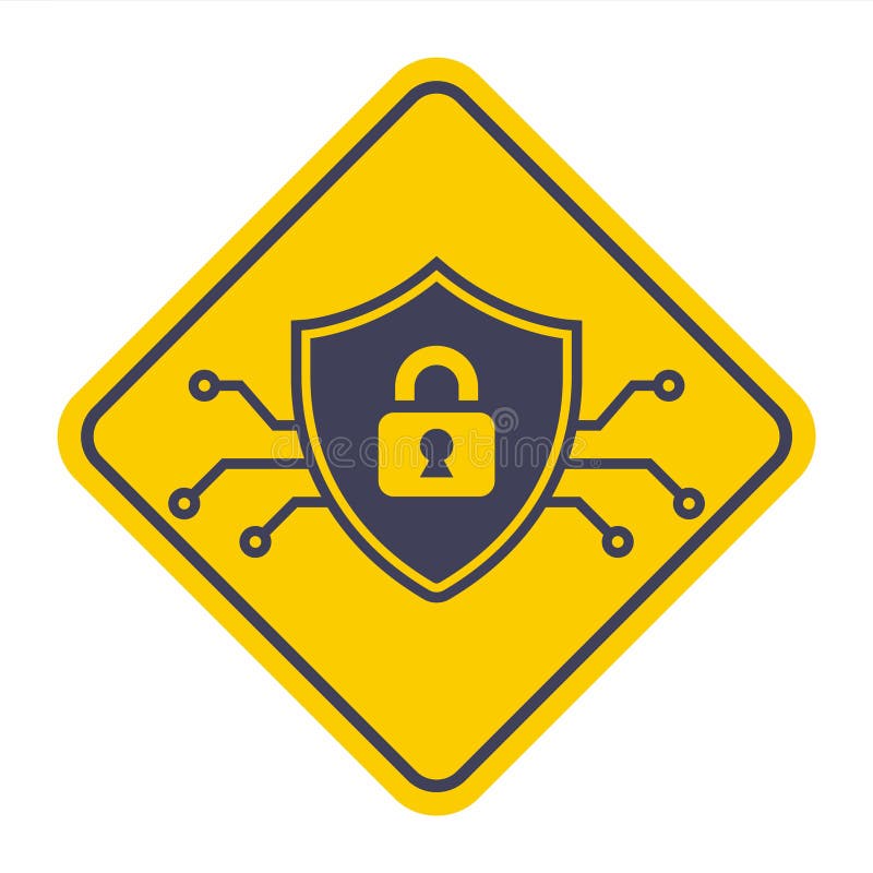 Cyber Defense Shield and Lock Icon. Stock Vector - Illustration of ...