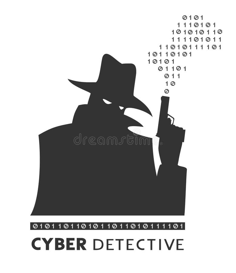 Cyber Detective Mystery Man Draw Stock Illustration - Illustration of ...