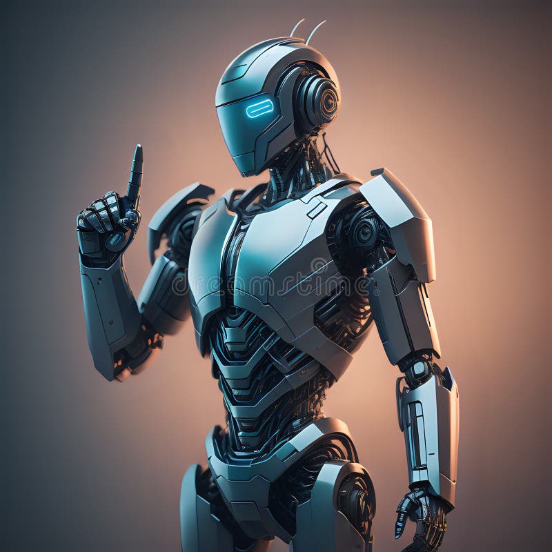 Cyber Digital World Android Robot Pointing Finger Computer Coding AI Chatbot Background ...
