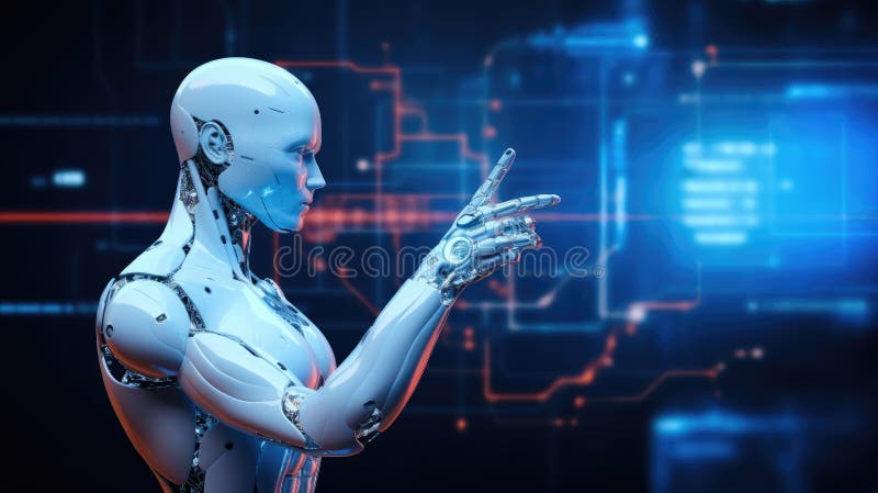 Cyber Digital World Android Robot Pointing Finger, Technology ...
