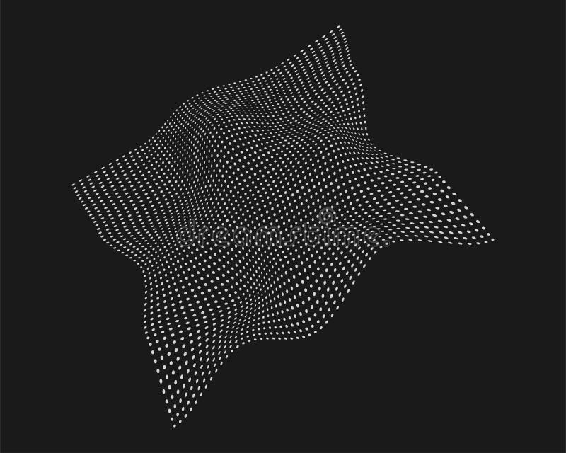 Cyber Distorted Grid, Retro Punk Design Element. Wireframe Wave ...