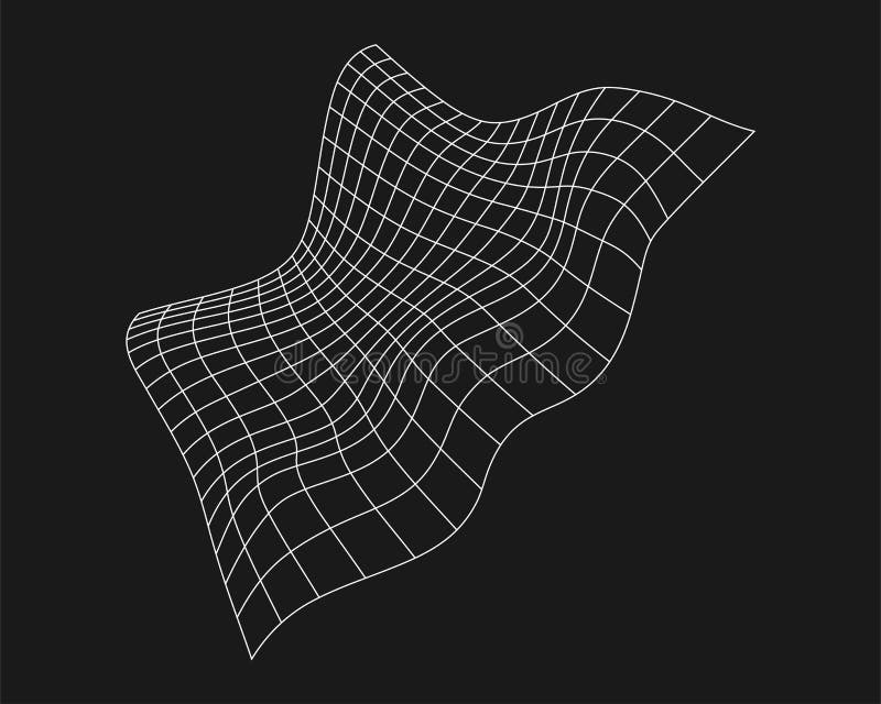 Cyber Distorted Grid, Retro Punk Design Element. Wireframe Wave ...