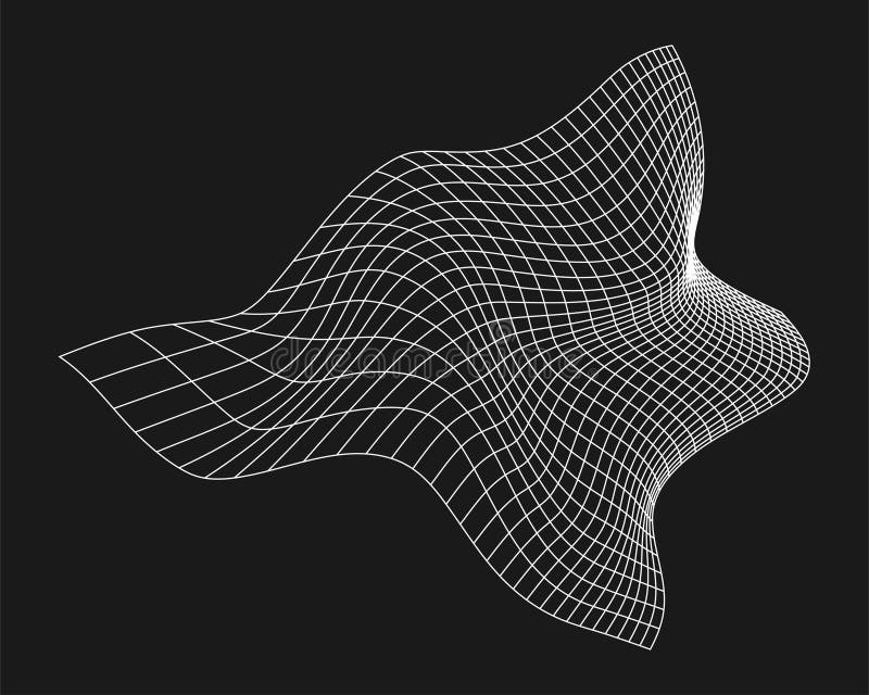 Cyber Distorted Grid, Retro Punk Design Element. Wireframe Wave ...