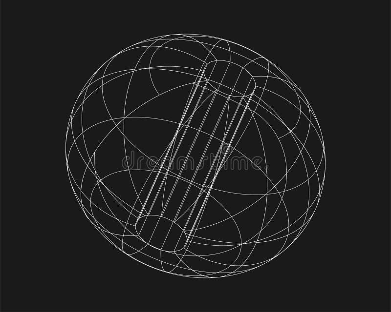 Cyber Distorted Shape, Retro Punk Design Element. Wireframe Wave ...